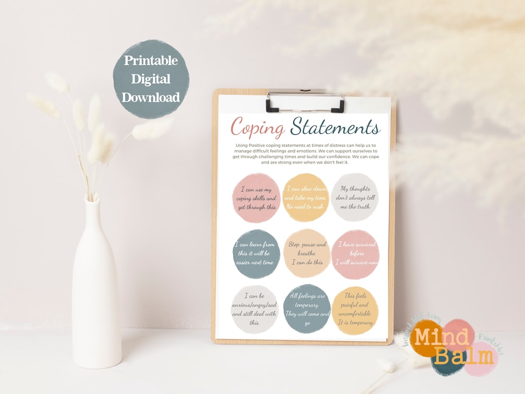 Coping Statements Poster A4 A5 US Letter PDF Self Compassion Mental ...