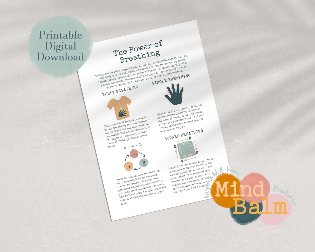 Breathing Techniques A4 Handout Belly Breathing Finger Breathing 448 ...