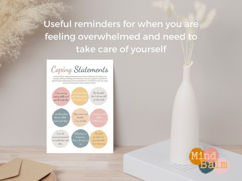 Coping Statements Poster A4 A5 US Letter PDF Self Compassion Mental ...