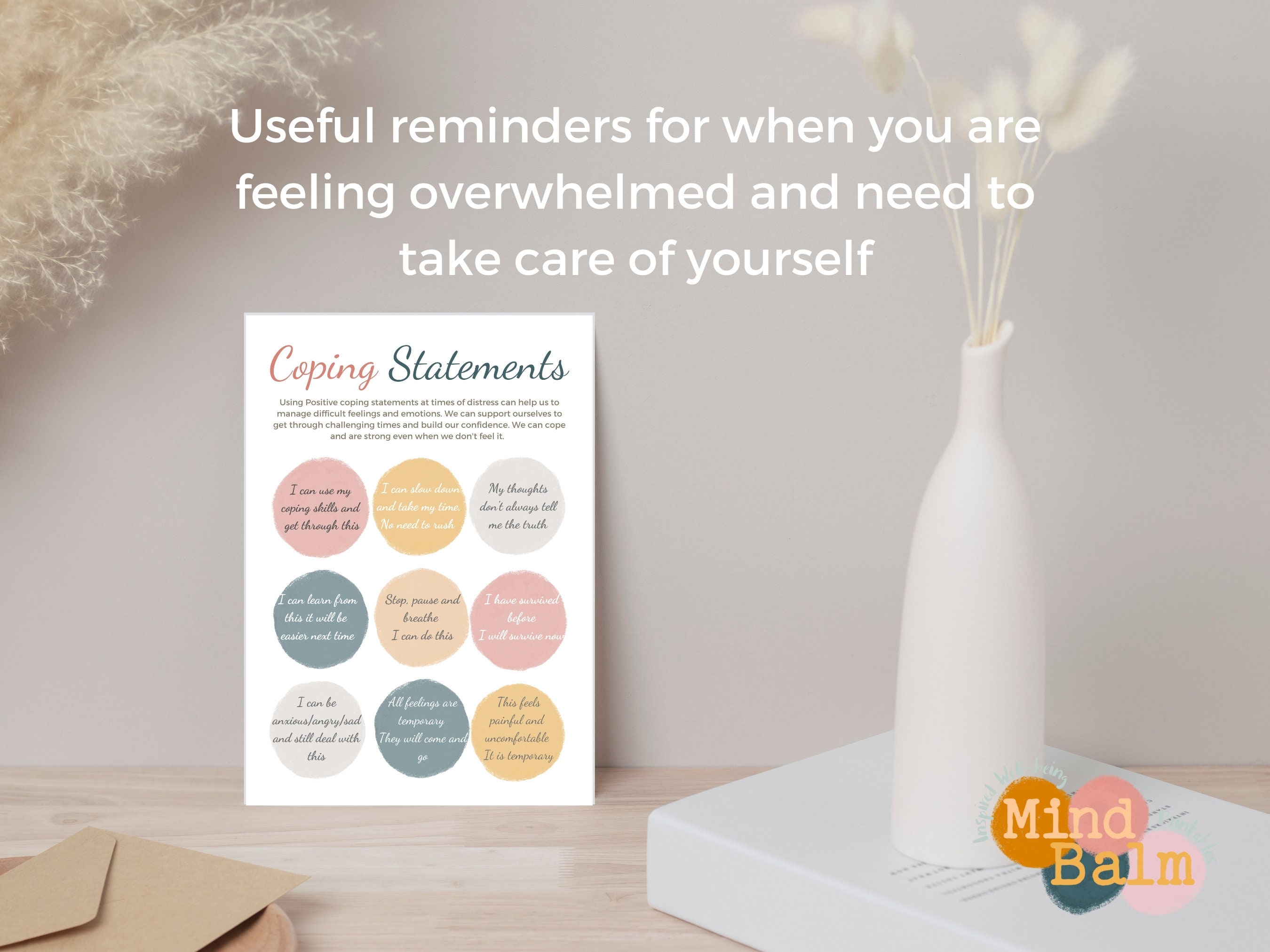 Coping Statements Poster A4 A5 US Letter PDF Self Compassion Mental ...