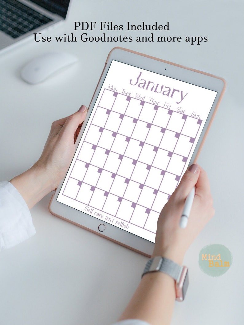 Calendar Printable Wall Calendar Positive Affirmations Blue Green Wall ...