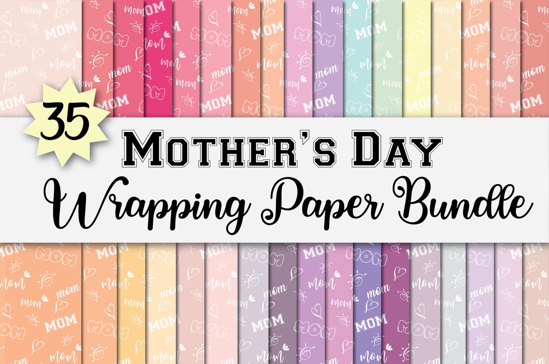 Printable Mother's Day Pastel Gift Wrapping Paper, Mom Digital Pattern ...