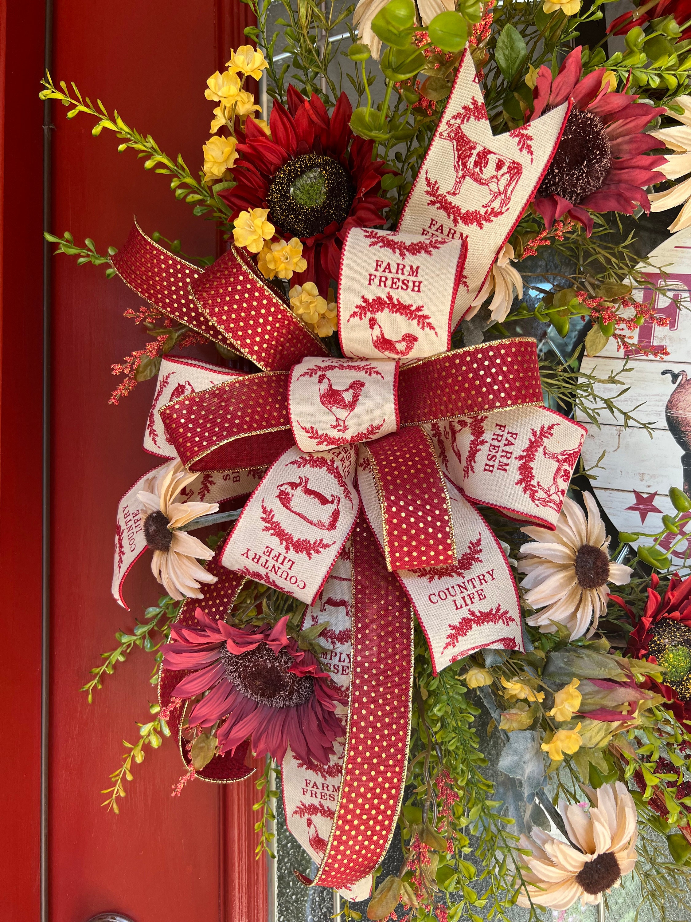 Farm Fresh Bacon With Pig and Sunflowers Grapevine Wreath for Your ...