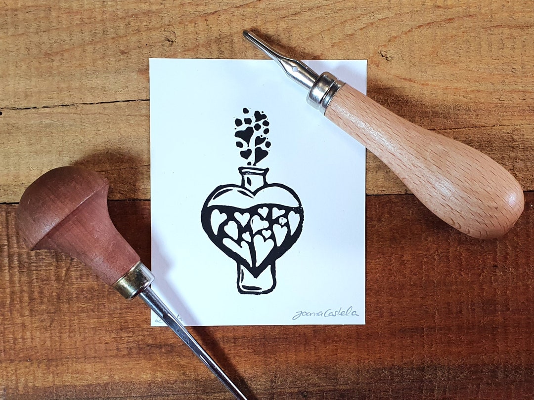 Love Potion Original Linocut in Black and White - Etsy