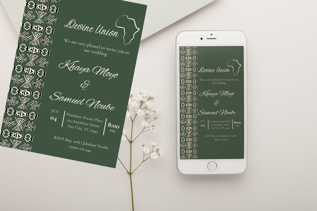 Printable African Style Invitation, African Print Wedding Invitation ...