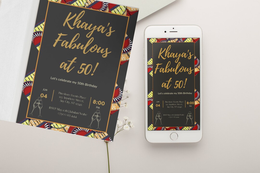 Printable African Style Invitation, Ankara Birthday Invitation ...