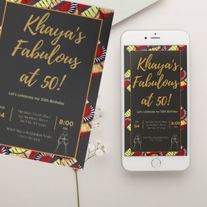 Printable African Style Invitation, Ankara Birthday Invitation ...
