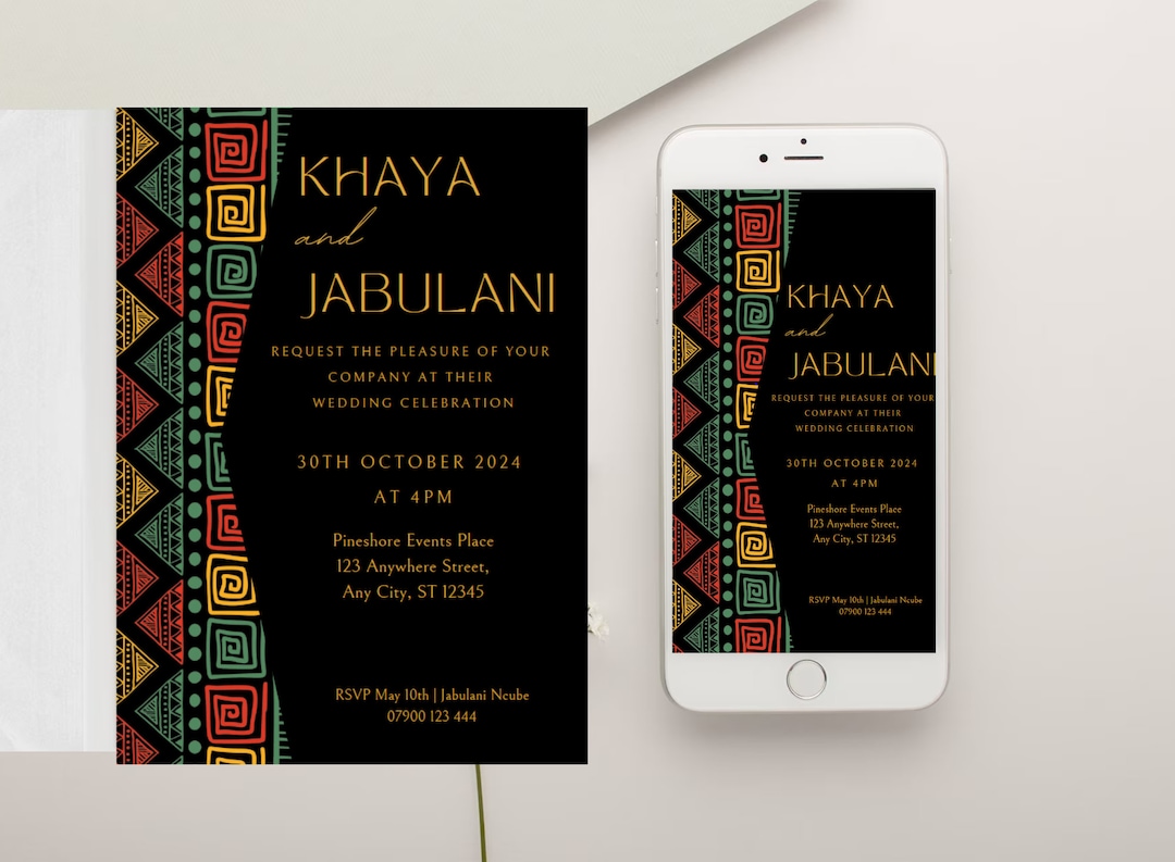 Printable African Style Invitation, Wedding Invitation, Afrocentric ...