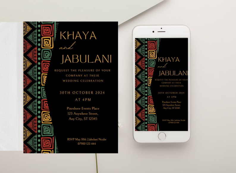 Printable African Style Invitation, Wedding Invitation, Afrocentric ...