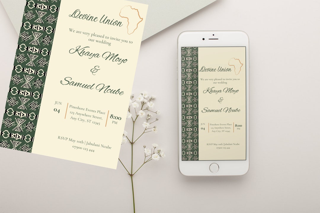 Printable African Style Invitation, African Print Wedding Invitation ...
