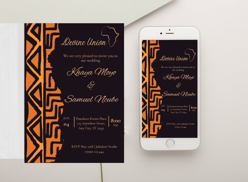 Printable African Style Invitation, African Print Wedding Invitation ...
