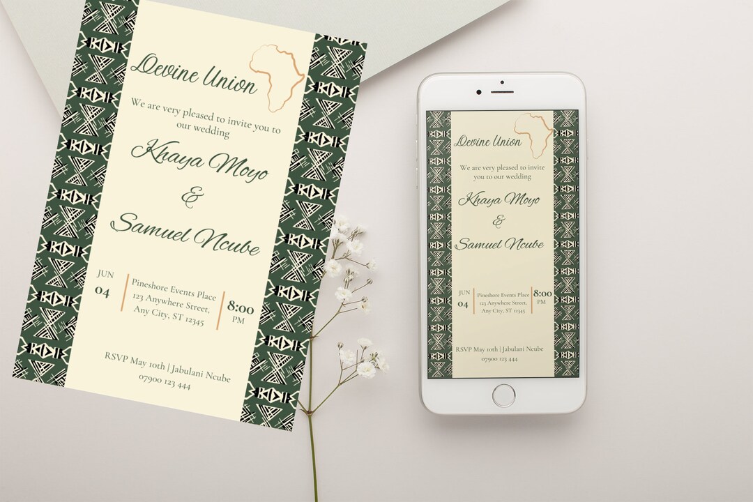 Printable African Style Invitation, African Print Wedding Invitation ...