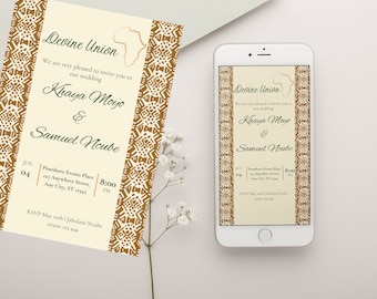 Printable African Style Invitation, African Print Wedding Invitation ...
