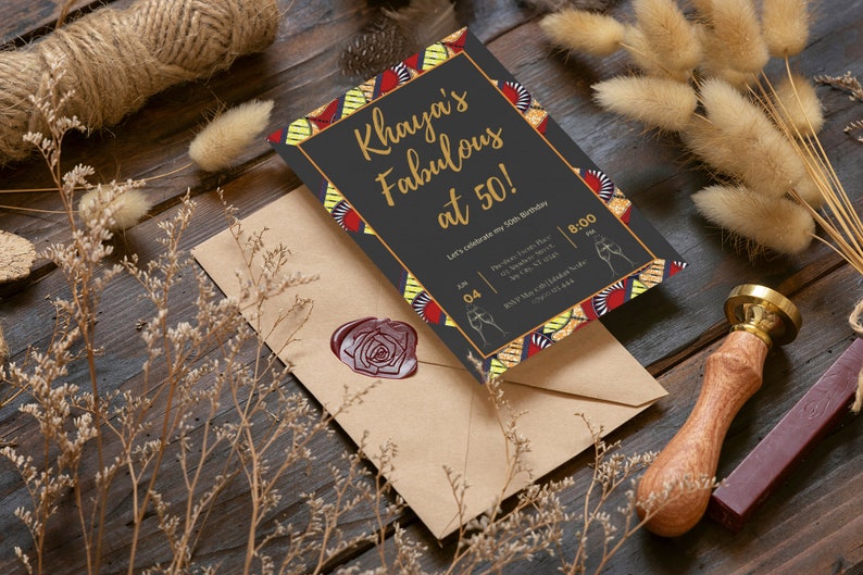 Printable African Style Invitation, Ankara Birthday Invitation ...