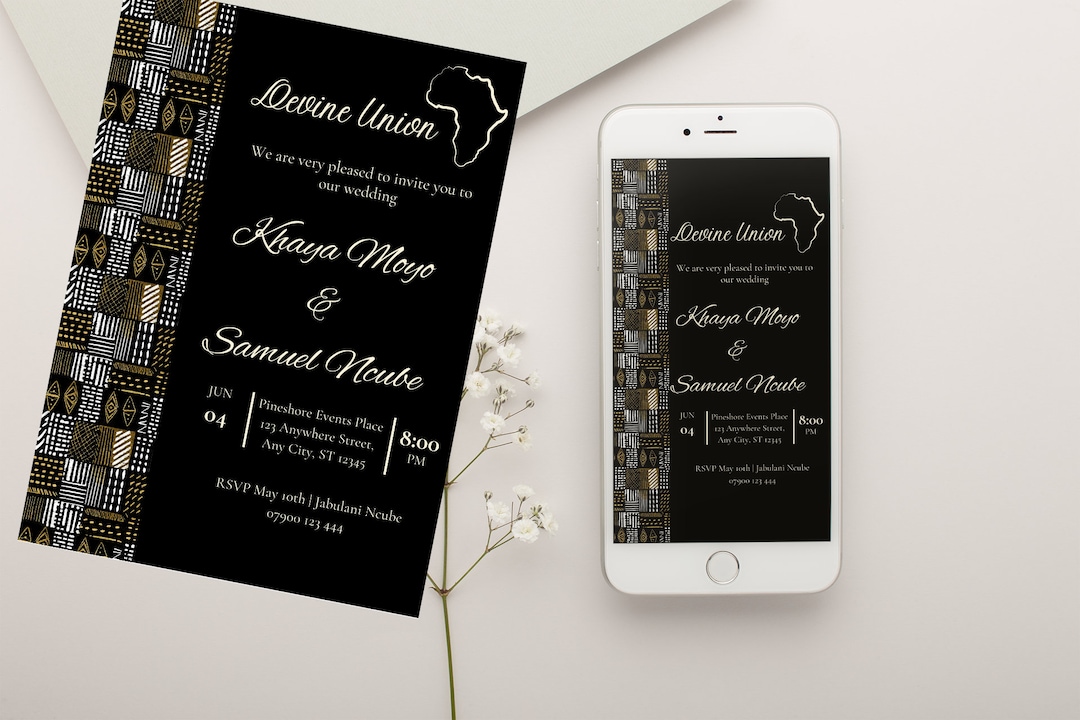 Printable African Style Invitation, African Print Wedding Invitation ...