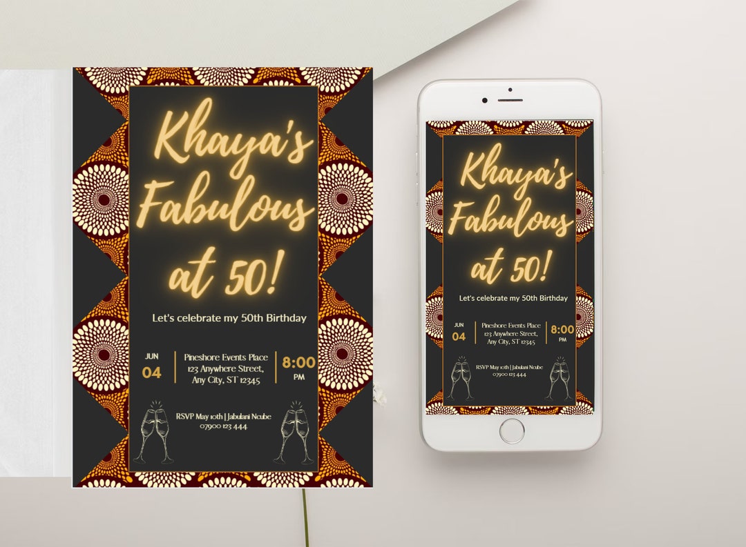 Printable African Style Invitation, Ankara Birthday Invitation ...