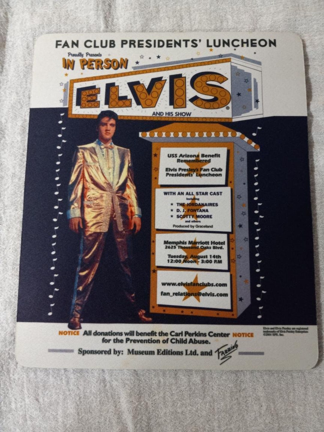 Vintage Elvis Presley Fan Club Mouse Pad 2001 - Etsy