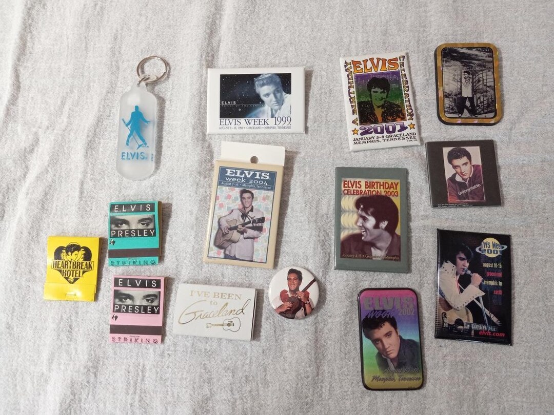 Lot of Various Elvis Presley Souvenirs Including Magnets, Pins ...