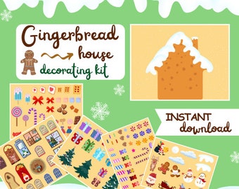 Gingerbread House Decorating Activity, Christmas Game, Paper Craft for ...