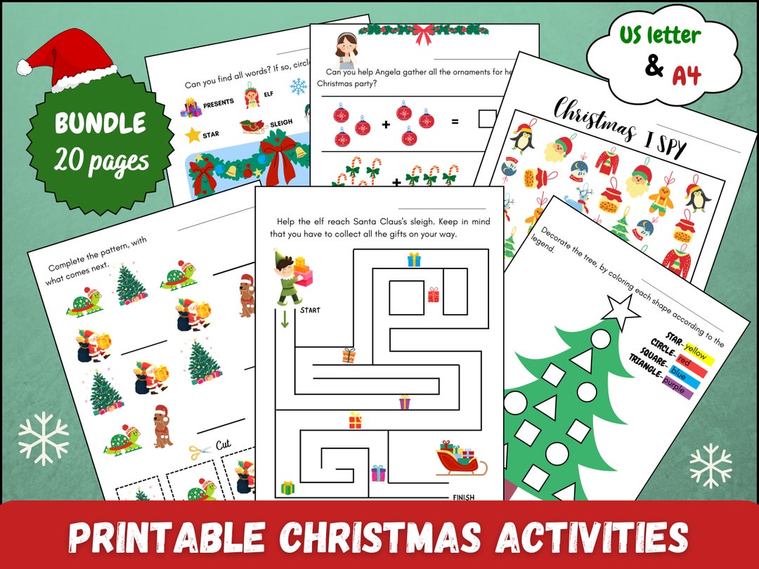 Christmas Worksheets for Children| Christmas Coloring Pages| Preschool ...