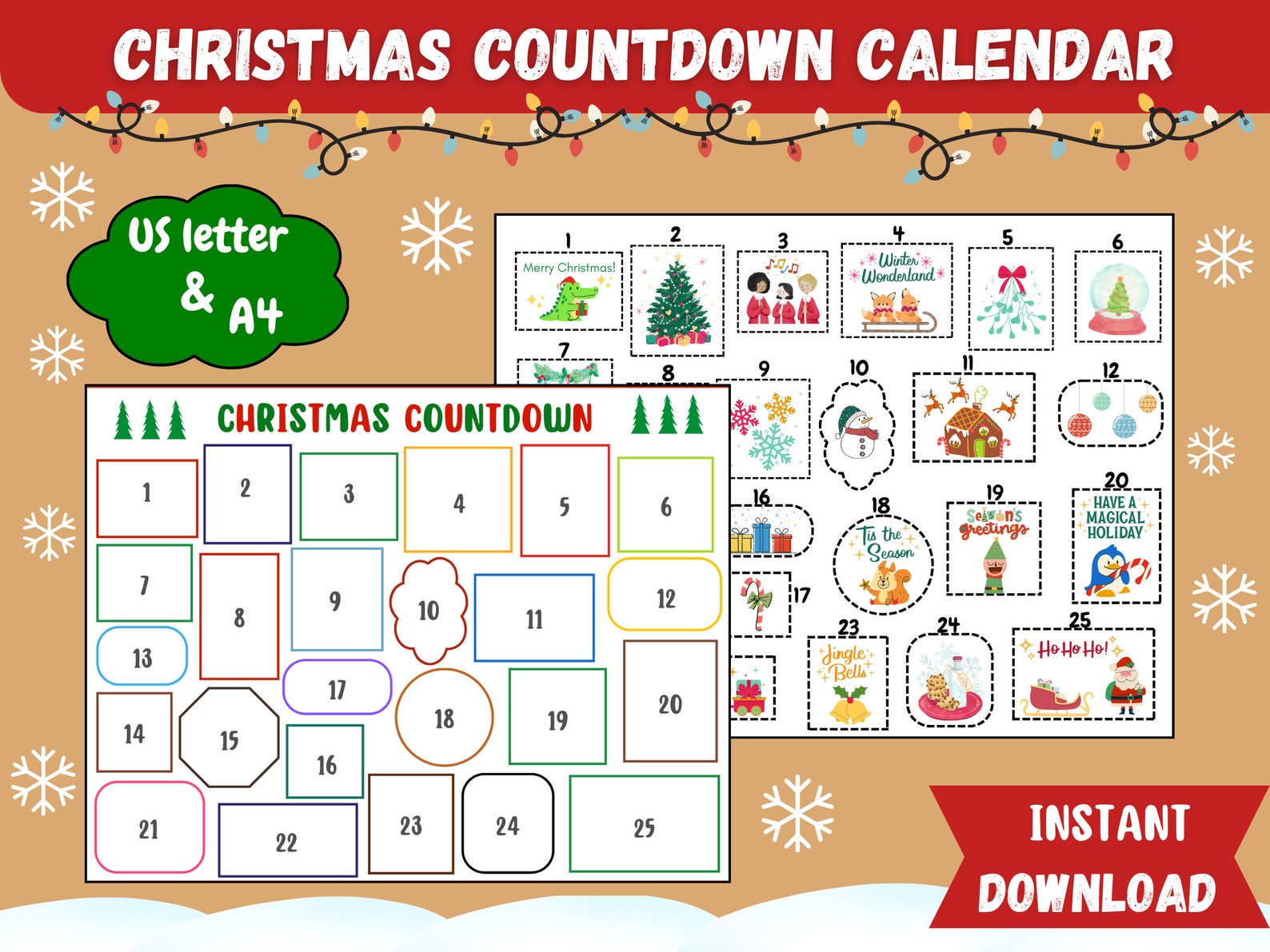 Christmas Advent Calendar Printable | Toddler Activity | Christmas ...