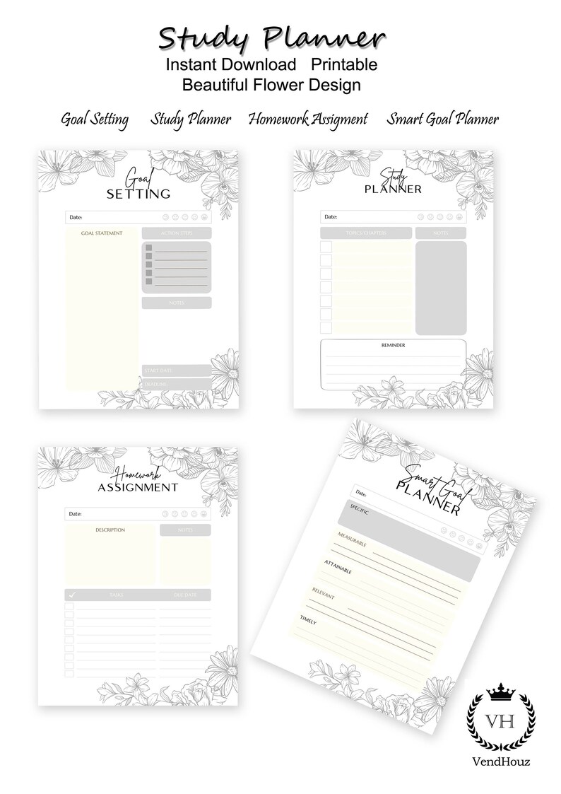 Student Planner Printable Study Planner Study Organizer - Etsy