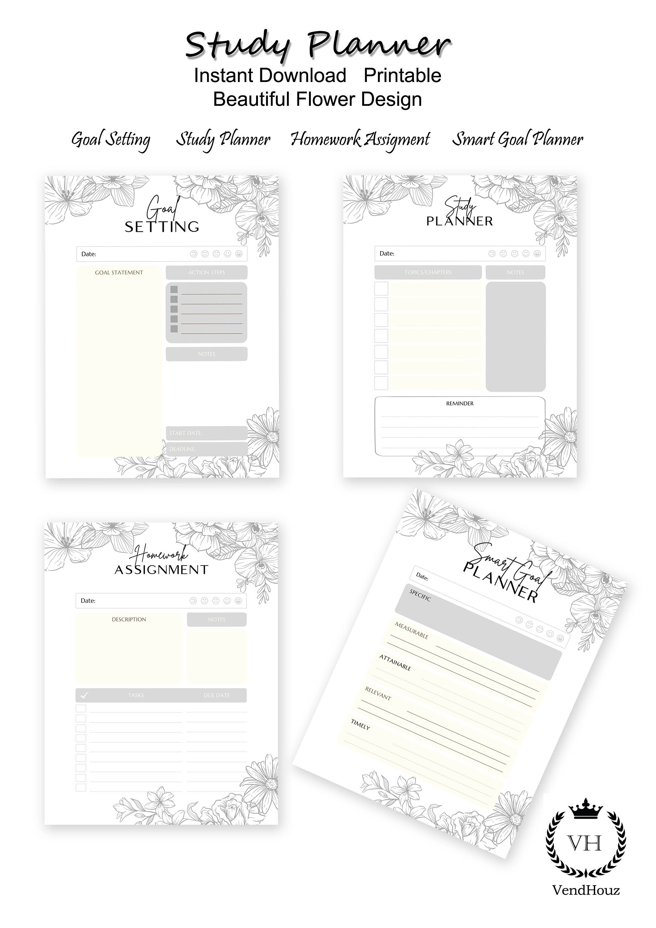 Student Planner Printable Study Planner Study Organizer - Etsy