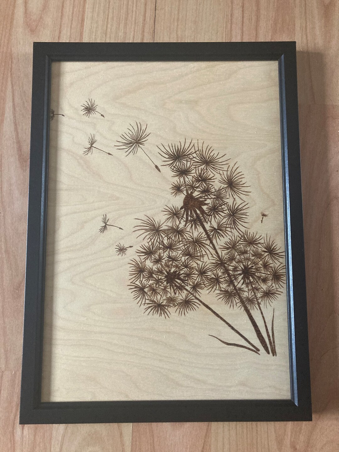 Handburned Pyrography Dandelion Clocks Picture - Etsy UK