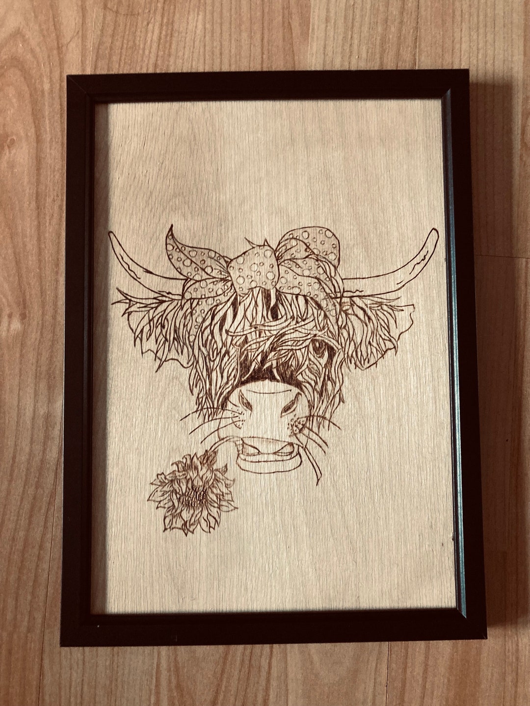 Highland Cow Handburned Pyrography Picture Wall Art - Etsy UK