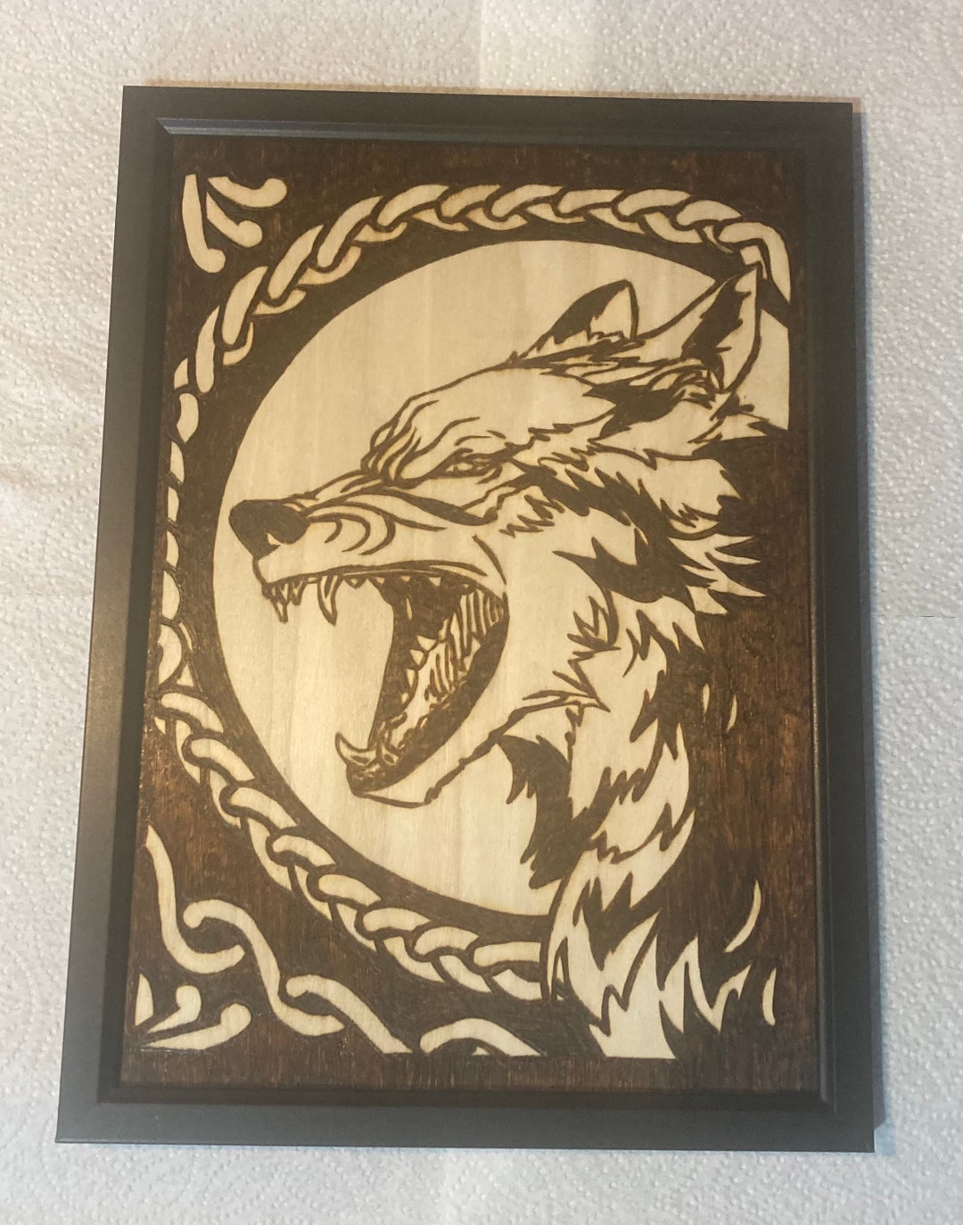 Howling Wolf Handburned Pyrography Stencil Picture Wall Art - Etsy