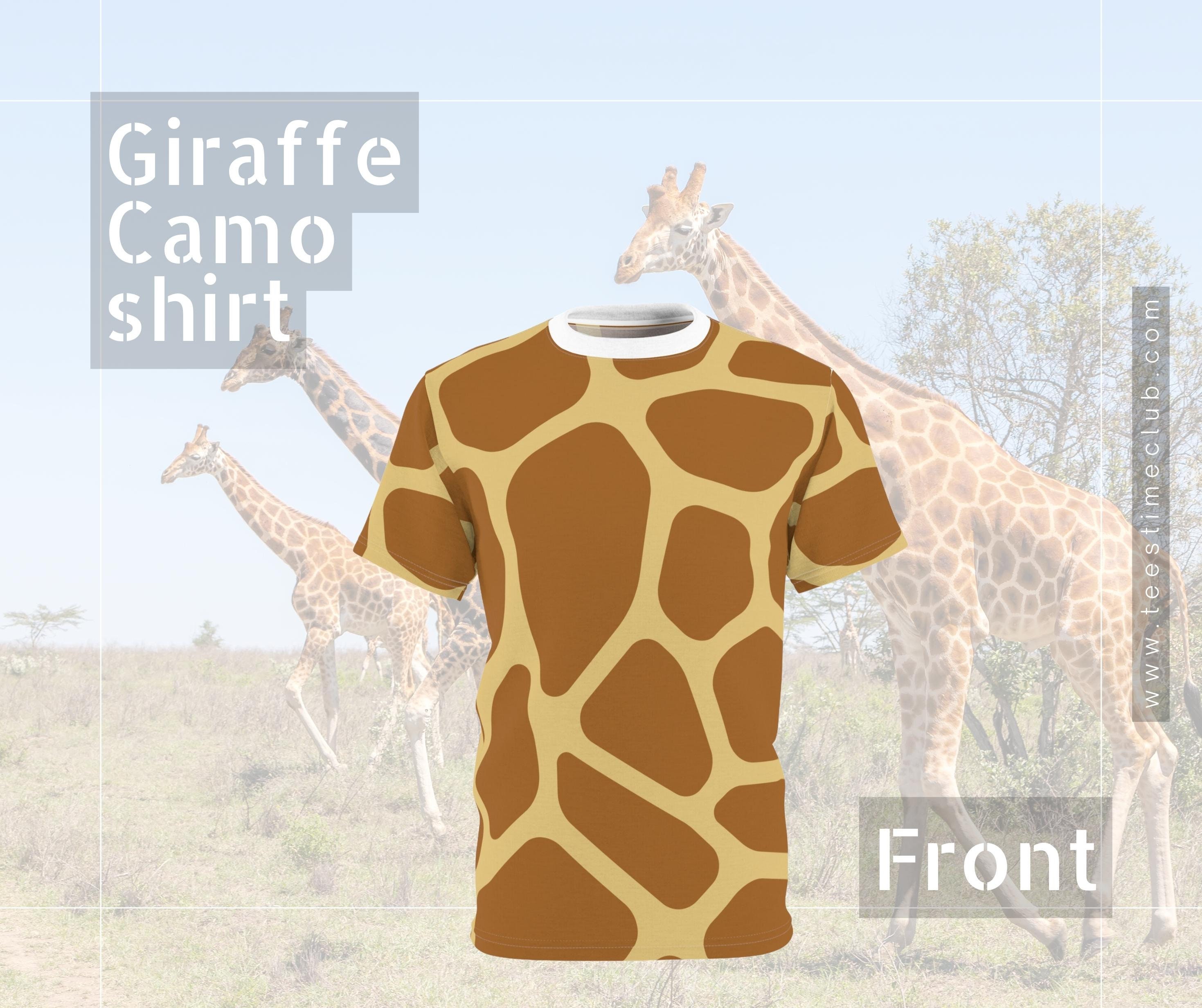 Giraffe Pattern Tee for Giraffe Enthusiasts,full Printed Camo T-shirt ...