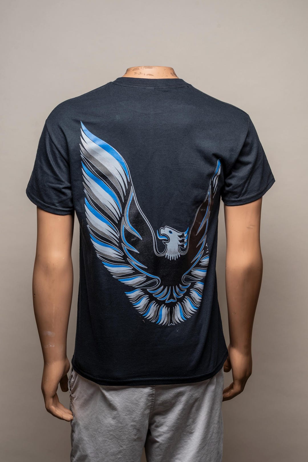 Asymmetrical Trans AM Bird/script Tee Shirt - (blue) - Handmade - Etsy