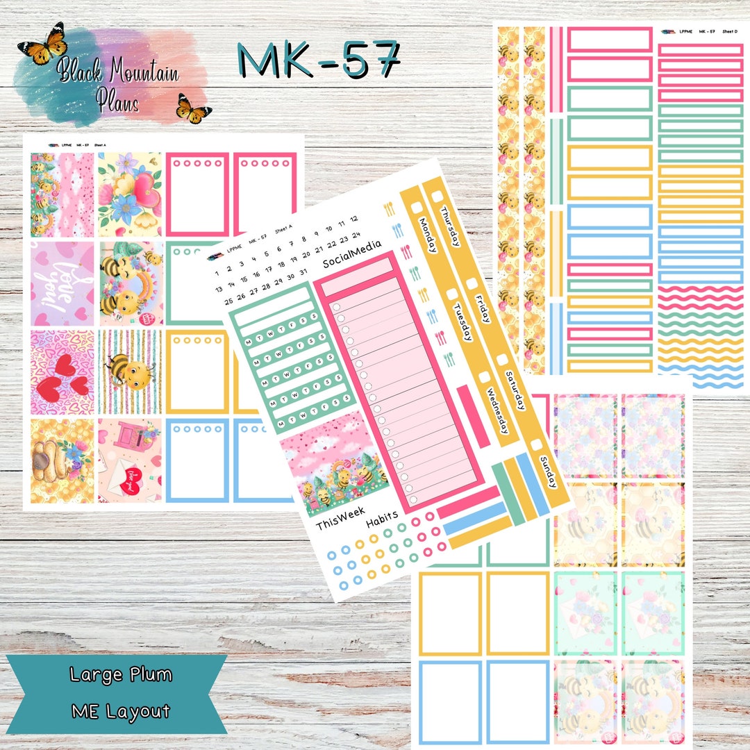 LARGE PLUM ME Layout Kit 57 Be Mine Large Plum Paper Weekly Planner ...