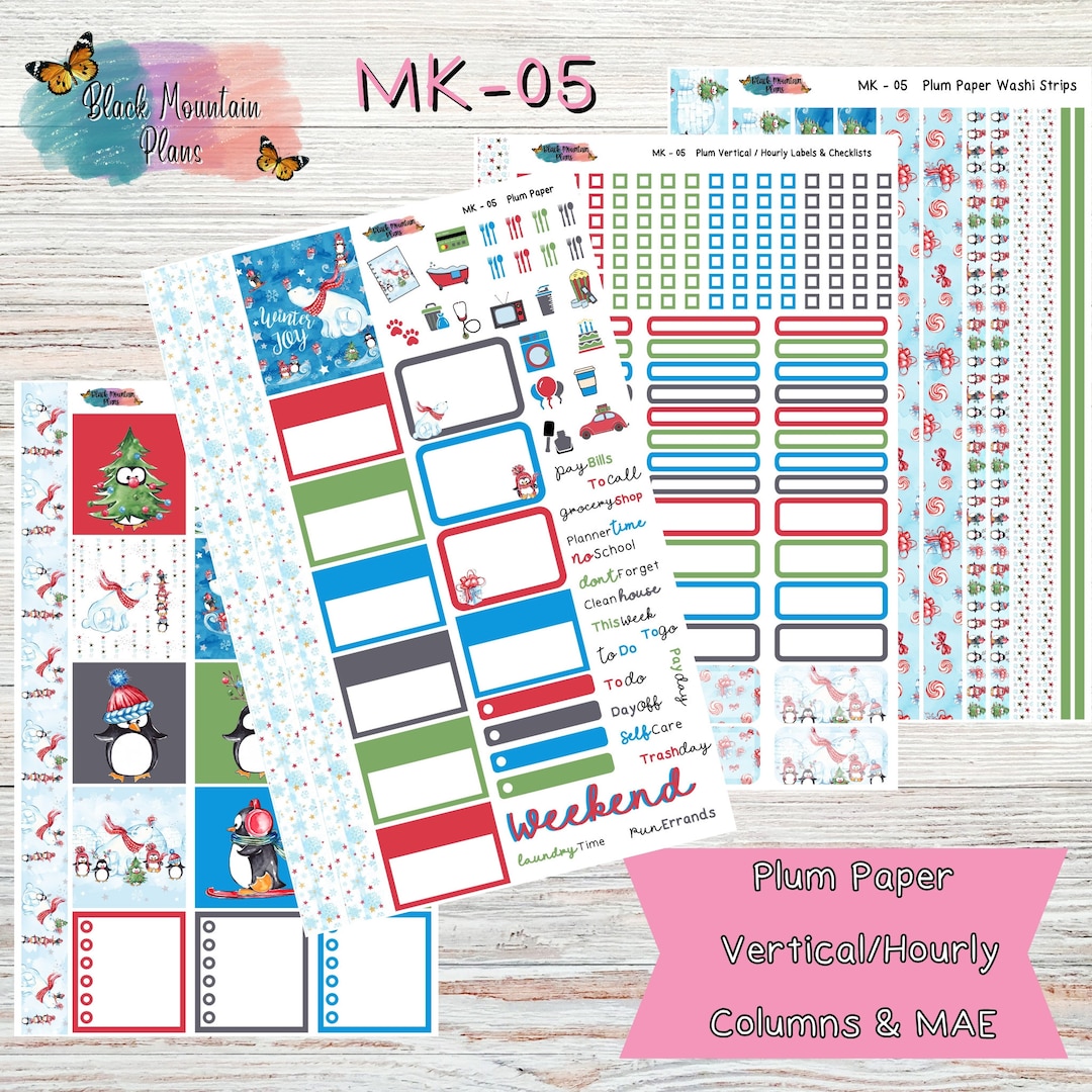 PLUM PAPER Kit 05 Weekly Winter Joy Plum Paper Vert./hourly Columns and ...