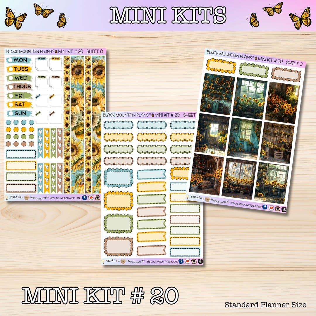 Kit # 20 SUNFLOWERS || Mini Kit || Standard Planner Size || Fits Most ...