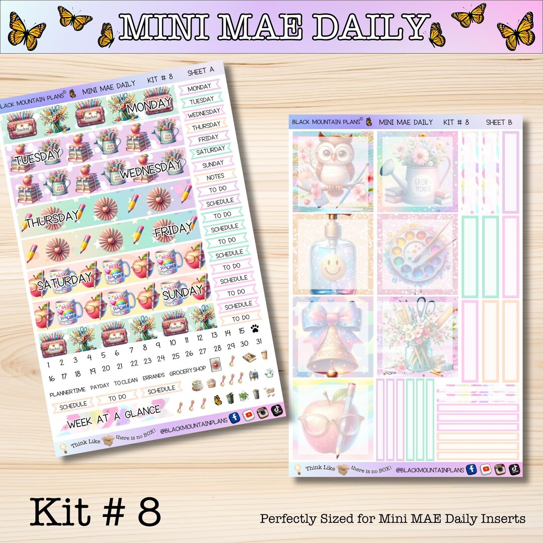 Kit # 8 Mini MAE Daily Printable Sticker Kit || Mini Happy Planner Size ...