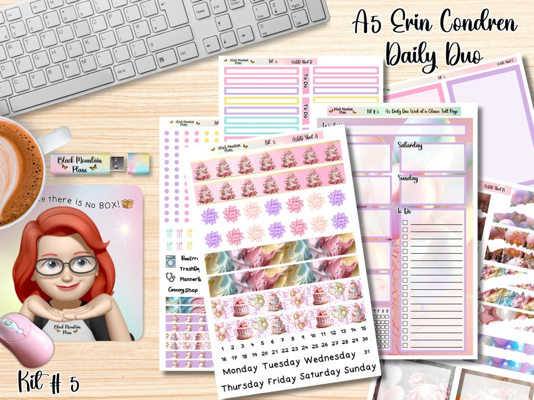 A5 Daily Duo Printable Sticker Kit KIT 5 A5 Daily Duo Erin Condren ...