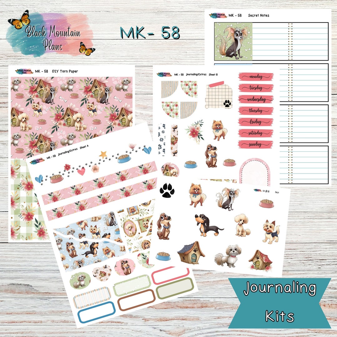 Journaling or BUJO Kit 58 I Love Dogs Sticker Sheets - Etsy
