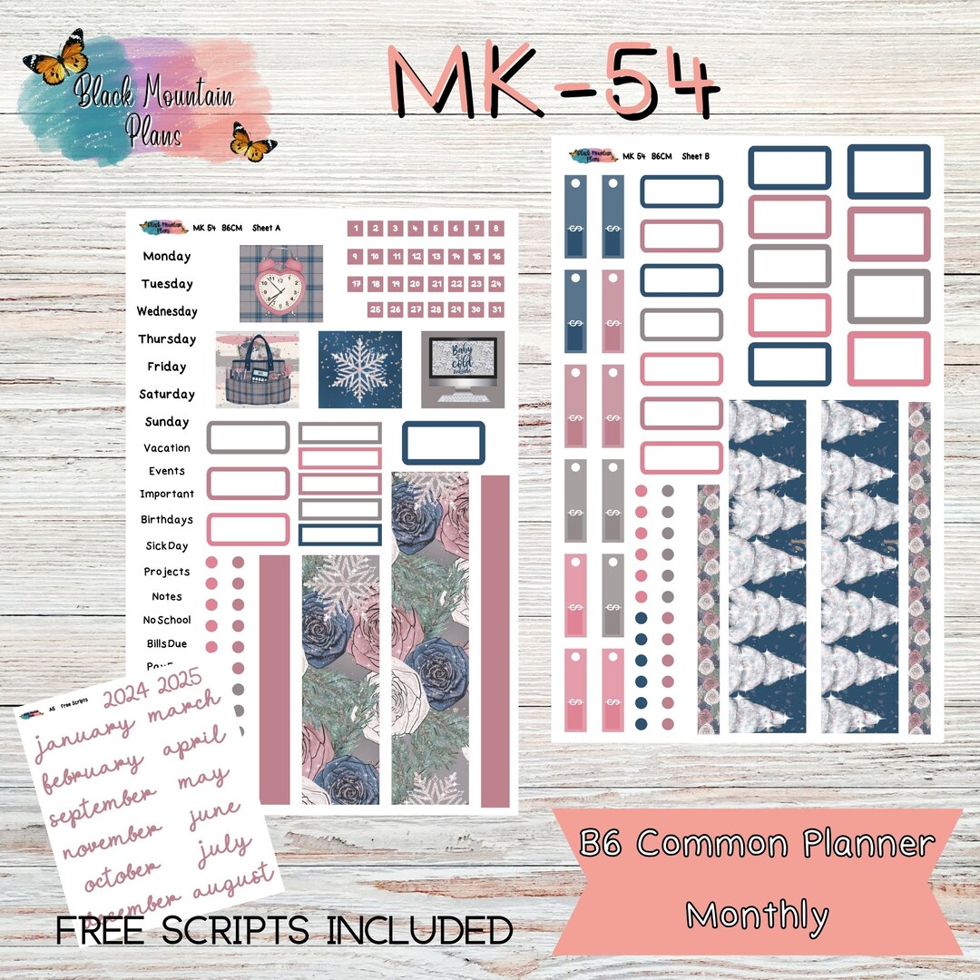MONTHLY Kit 54 B6 Common Planner Monthly Kit Winter Planner Monthly ...