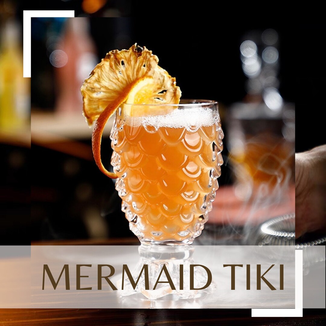 Mermaid Tiki Glass Cup, Fish Tiki Glass Cup, Tiki Mug, 2 Sizes 210ML ...
