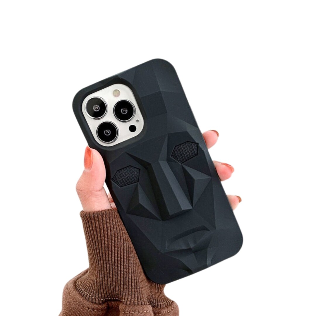 3D Human Face Phone Case Funny Rubber Phone Case Weird Fun - Etsy