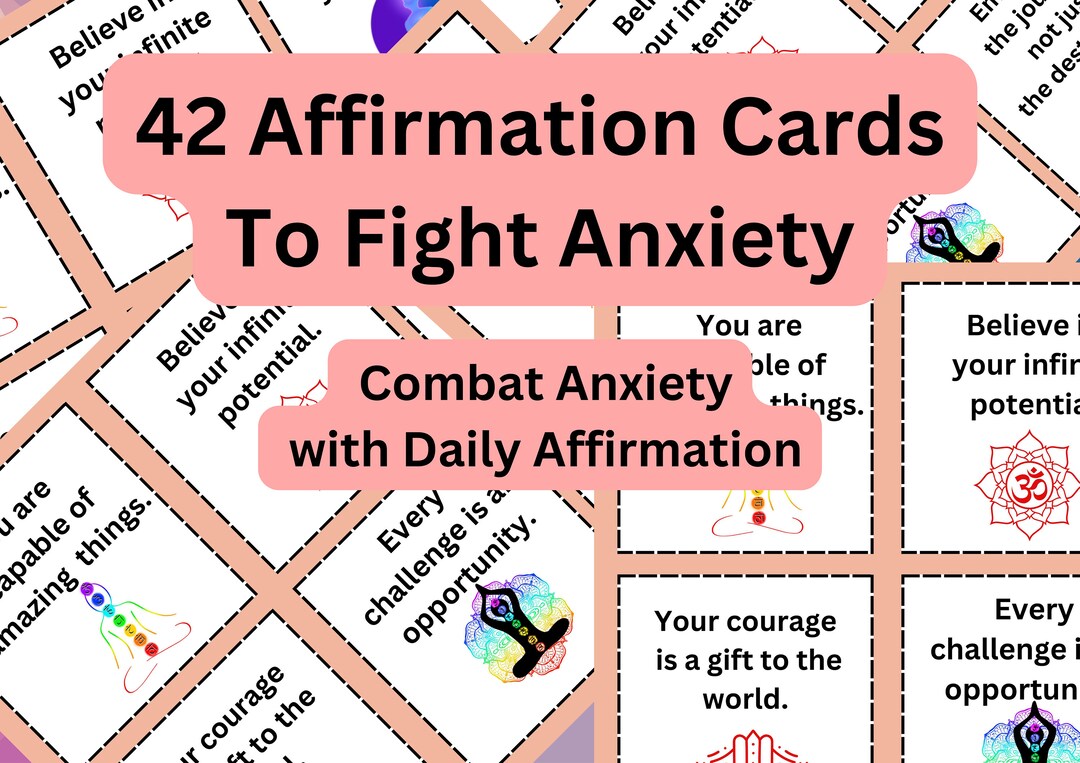 42 Affirmation Cards to Combat Anxiety, Printable Cards, Digital ...