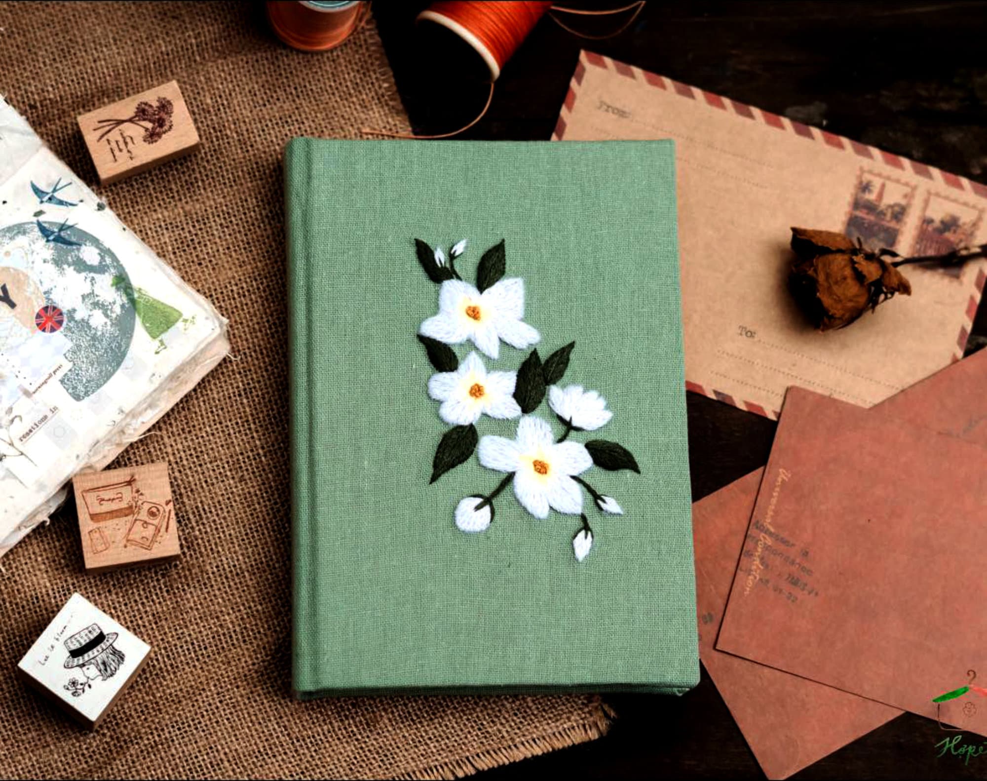 Personalized Embroidery Notebooks/journal A5, Floral Designs, Custom ...