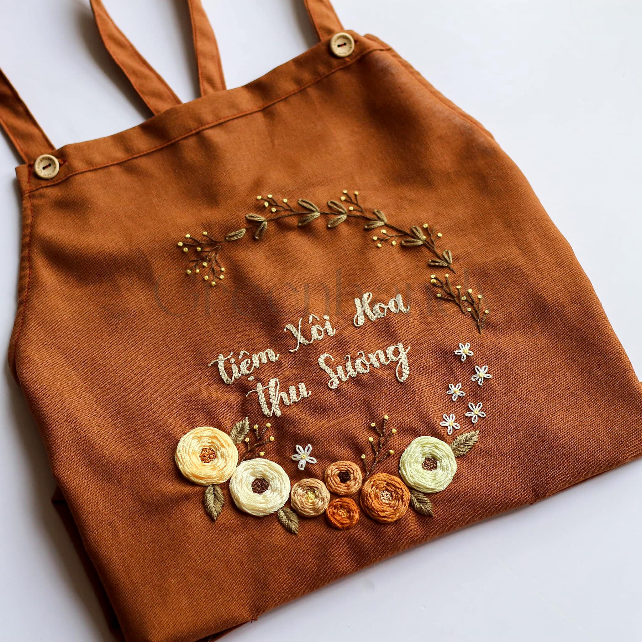 Personalized Hand Embroidered Floral Apron, Floral Embroidered Apron ...