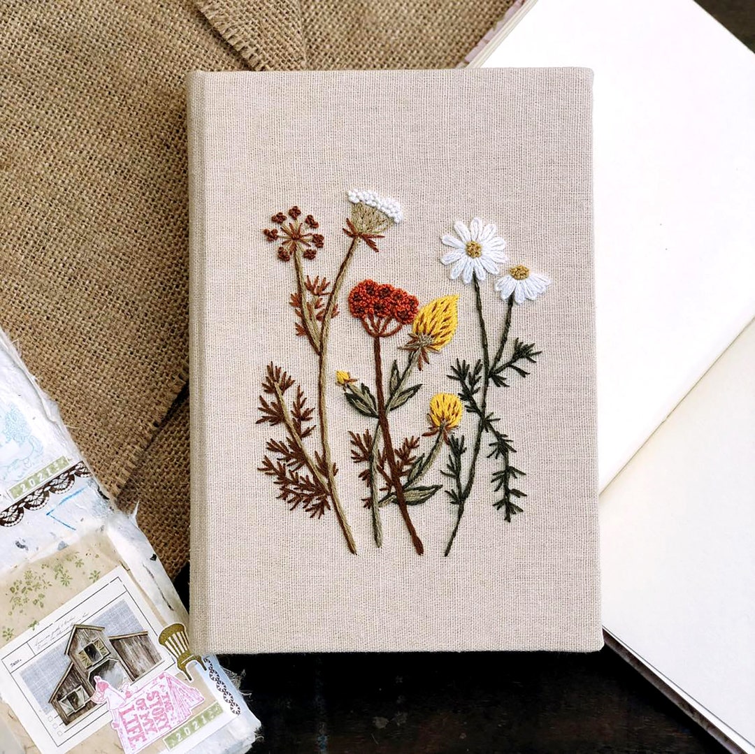 Personalized Embroidery Notebooks/journal A5, Floral Designs, Traveler ...