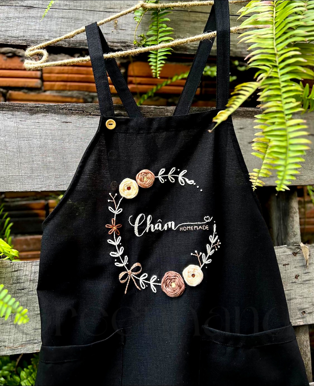 Personalized Hand Embroidered Floral Apron, Floral Embroidered Apron ...