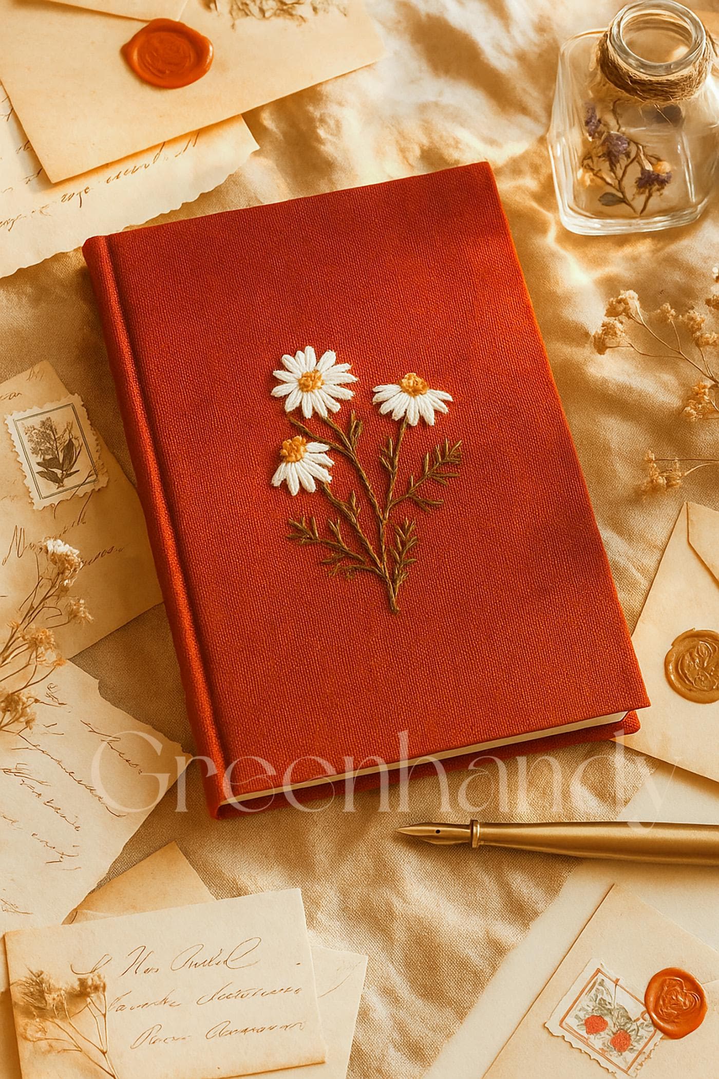 Personalized Flowers Embroidery Notebooks , Floral Handmade Notebook ...