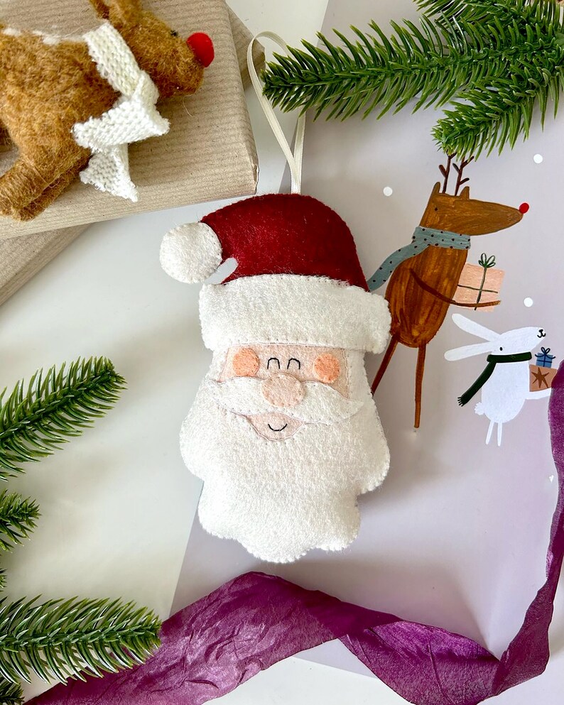 Handmade Felt Santa Christmas Ornament, Christmas Ornaments Felt, Santa ...
