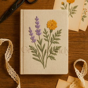 Personalized Floral Embroidery Notebooks/journal A5, Floral Designs ...