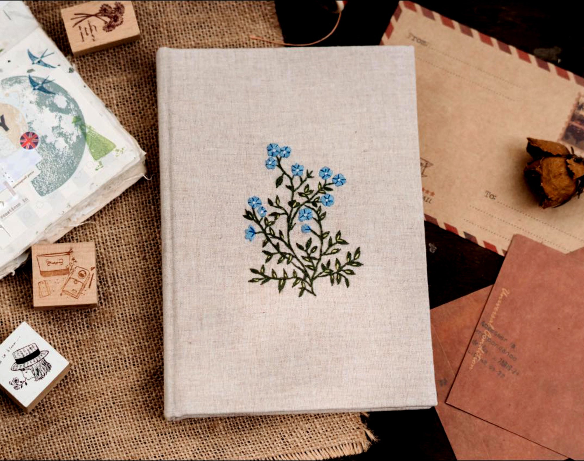 Personalized Embroidery Notebooks/journal A5, Floral Designs, Custom ...